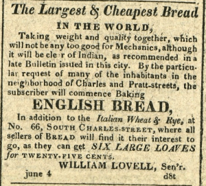 Advertisement: The Largest & Cheapest Bread in the World | Baltimore 1814
